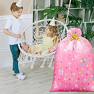 4 Pcs Jumbo Gift Bags 56 In Large Gift Bags with 4 Rolls Ribbons Giant Gift Bags for Huge Gifts Plastic Gift Bags for Presents Wrapping Bike Wrapping Birthday Christmas Party Any Occasion（Pink Dots）