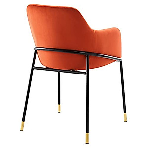 Modway Jovi Performance Velvet Dining Armchair in Black Orange