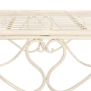 Safavieh PAT5016A Collection Arona Antique Wrought Iron 51" Outdoor Garden Bench, Distressed White