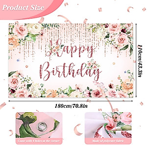 RUBFAC Happy Birthday Banner Decorations Backdrop Glitter Black Rose Gold Birthday Banner for Women Girls Photography Party Supplies