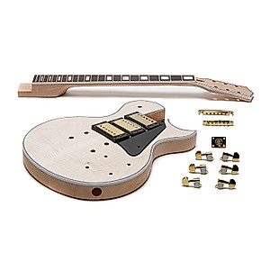Solo LP Style DIY Guitar Kit, 3 Pickups, Maple Top, Binding