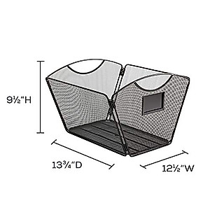 Safco Products Onyx Mesh Letter-Size Desktop Tub File 2162BL, Black Powder Coat Finish, Durable Steel Mesh Construction, Collapsible For Compact Storage, Integrated Handles