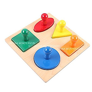 Shape Puzzles Adena Motessori 5-Shape Preschool Equipment Early Development Baby Toy