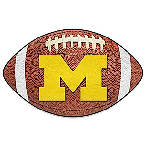 FANMATS NCAA University of Michigan Wolverines Nylon Face Football Rug , 22"x35"