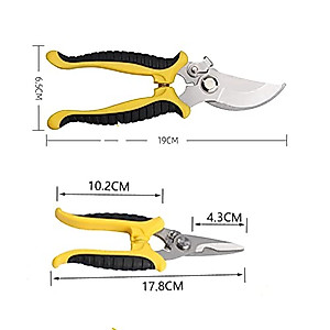 2 Pack Gardening Pruning Shears Handheld Pruner Scissors Set, Stainless Steel Curved And Straight Blades PP Non-Slip Handles,Suitable for Trimming Roses,Indoor Bonsai,Grapes,Branches