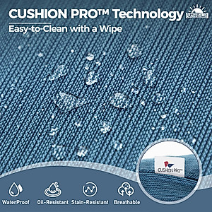 SUNSHINE VALLEY 6 Piece Metal Outdoor Patio Furniture Set with Firepit Table, Patio Conversation Set 3-seater Sofa, 2 Swivel Chair, 2 Ottoman with 5.75" Thick Cushion, Black Backyard Furniture, Blue-2