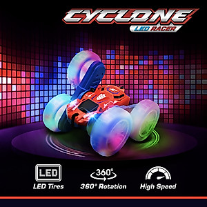 Force1 Cyclone LED AND Tornado Remote Control Car Bundle - Double Sided Fast RC Cars (2) Stunt Cars with 360 Flips, All Terrain Tires, LEDs, RC Crawler Rechargeable Toy Car Battery for Kids and adults