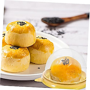 HEMOTON 100pcs Mini Cake Cupcake Holder Dessert Cups with Lids Mooncake Box Wedding Cake Stand Mini Paper Cups Clear Cake Stand Tray Moon Cake Mooncake Tray Puffs Gift Clamshell Mini