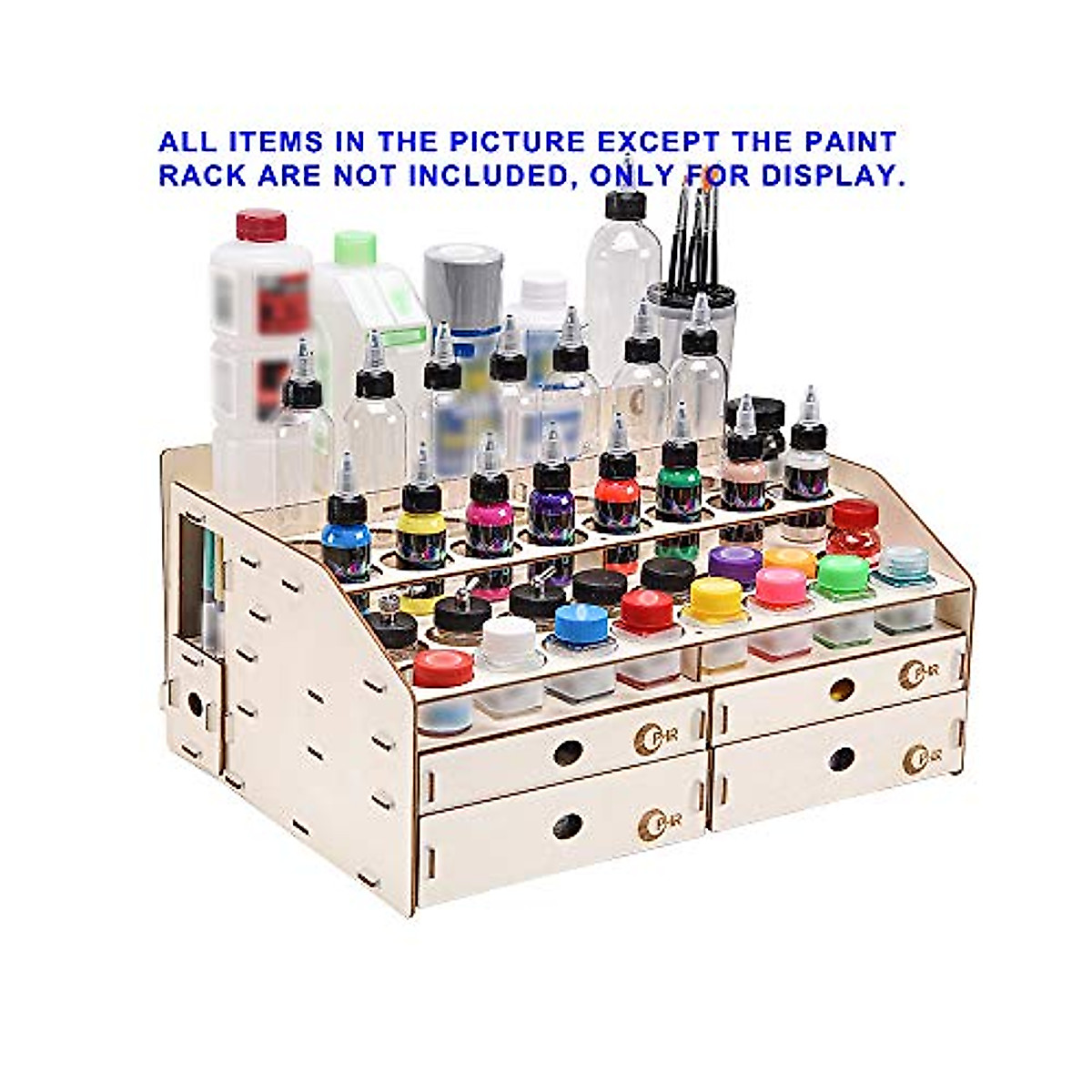 TOGUSH Wood Artist Supply Paint Rack Stand Pigment Ink Bottle with Large Volumetric Bottle and Mark Pen Storage Rack