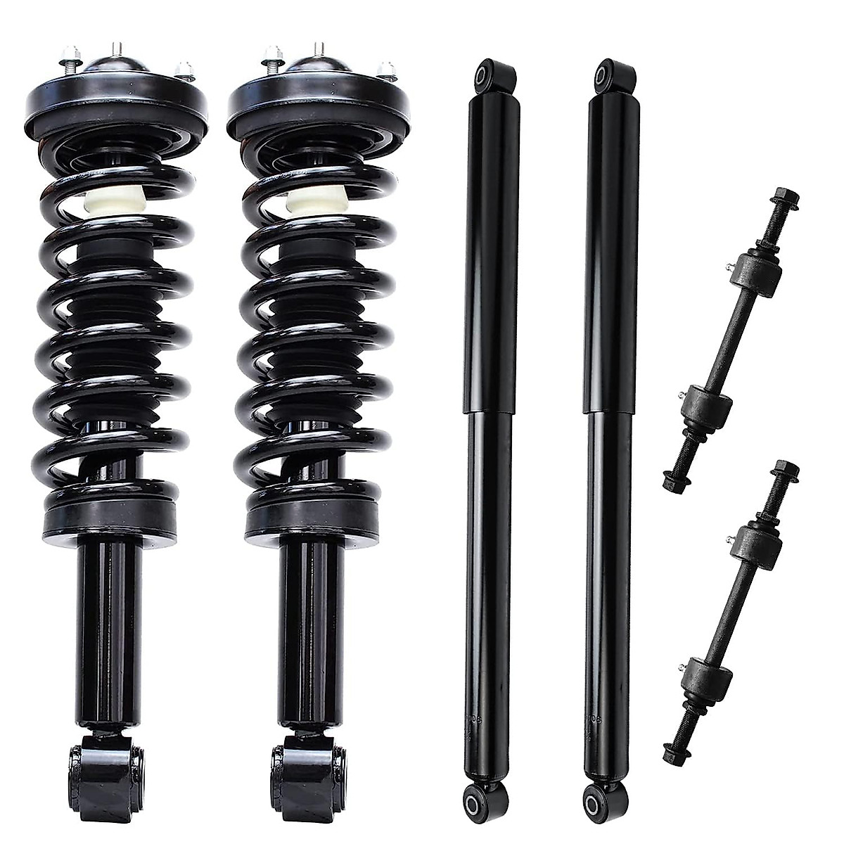 Detroit Axle - 6pc Struts Shocks Kit for 4WD 2009-2013 Ford F-150 (Excludes Raptor) Front Ready Struts with Coil Spring Sway Bar Links + Rear Shock Absorbers 2010 2011 2012 Replacement Suspension