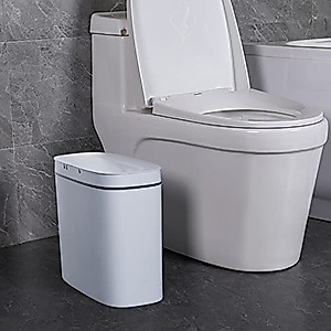 Sooyee 14 Liter Automatic Trash Can with lid,3.6 Gallon Touchless Trash Can or Kick,Garbage Cans for Kitchen,Bathroom,Office,Bedroom,Living Room,White