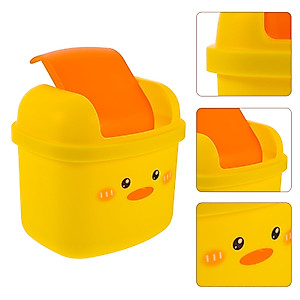 DEARMAMY Small Trash Bin Mini Trash Can with Lid Desktop Ducks Shaped Waste Basket Mini Garbage Can Kawaii Trash Bins for Home Desk Office Kitchen Recycling Trash Container