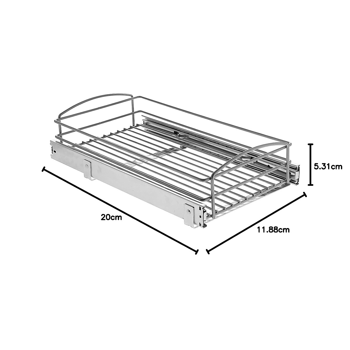 Knape & Vogt RS-MUB-11-FN 5 in. H x 12 in. W x 20 in. D Multi-Use Pull-Out Basket Cabinet Organizer in Silver