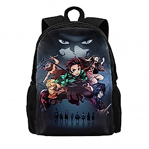 SUEDA Nezuko Backpack 17" Anime Multifunction Bookbag with Side Pockets Durable Laptop Bag for Teen Boys Girls