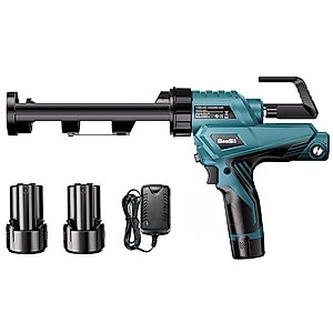 Seesii Cordless Caulking Gun [2024 Upgraded], 12V Battery Caulk Gun w/2 x 2.0AH Battery & Charger,Electric Caulking Gun w/LED Light,6 Adjustable Speeds Adhesive Gun Kit for Filling,Sealing