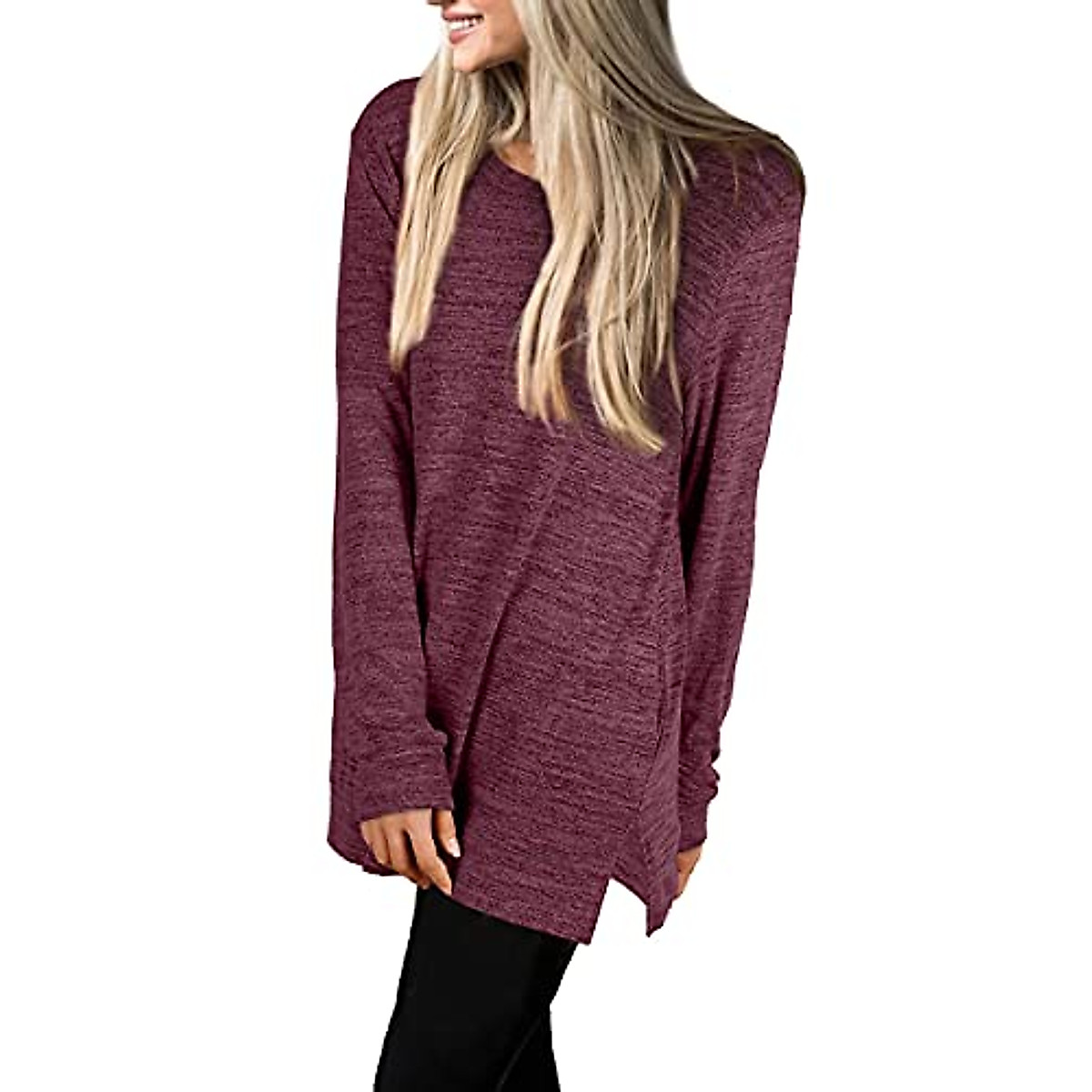 XIEERDUO Plus Size Sweatshirts For Women Oversized Sweaters Crewneck Tunic Tops Fuchsia 3XL
