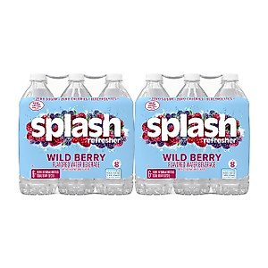 Splash Refresher, Wild Berry Flavor Water Beverage, 16.9 Fl Oz Plastic Bottles (24 Count)