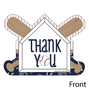 Big Dot of Happiness Batter Up - Baseball - Shaped Thank You Cards - Baby Shower, Birthday Party Thank You Note Cards with Envelopes - Set of 12