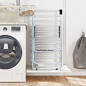 GOFLAME 2-Tier Clothes Drying Rack, Folding Laundry Dry Rack with Adjustable Supporting Bar, 26 Premium Clips, Space-Saving & Collapsible Laundry Hanger for Easy Storage, No Assembly Needed