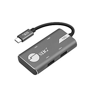 SIIG USB C Hub, 2X USB-C, 2X USB 3.1 with 10Gbps Data Transfer, Plug-n-Play for MacBook, PC, Laptop, Windows/MacOS (JU-H40G11-S1)