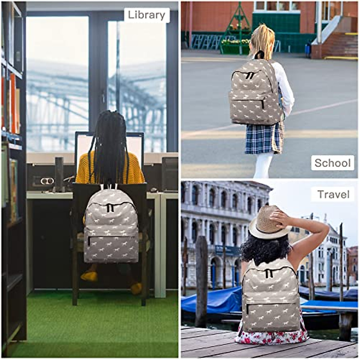 MISS LULU Backpack Horse Print Canvas Backpack Casual Daypack for Girls Boys Teenager