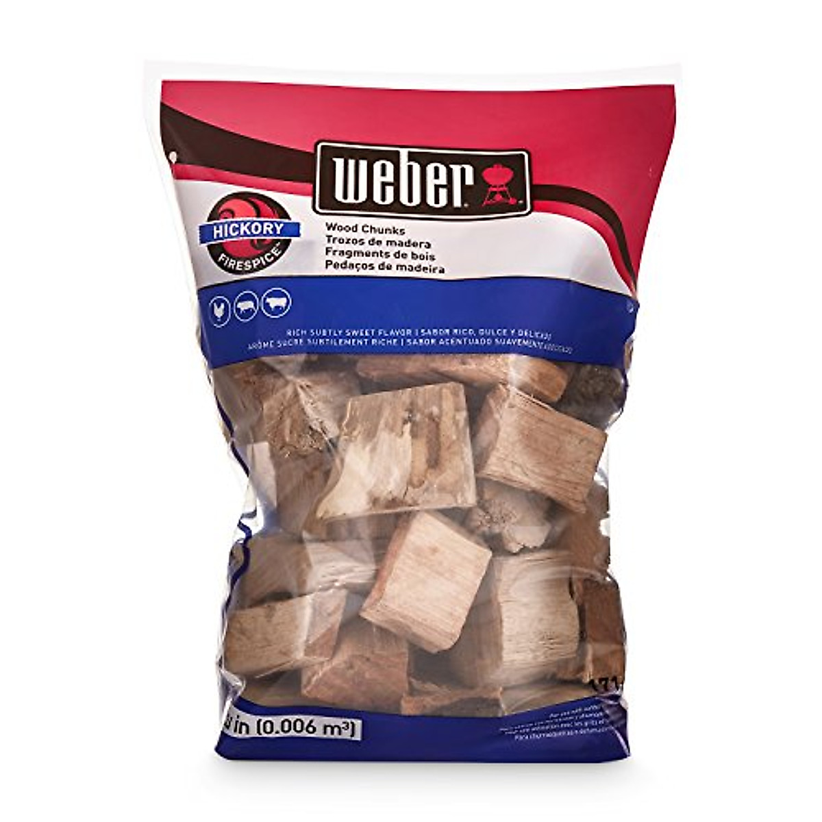 Weber Hickory Wood Chunks, 350 Cubic Inch (0.006 Cubic Meter), 4 lb