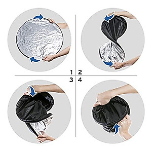 Etekcity 24" (60cm) 5-in-1 Photography Reflector Light Reflectors for Photography Multi-Disc Photo Reflector Collapsible with Bag - Translucent, Silver, Gold, White and Black