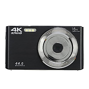 4K Digital Camera, 44MP Video Camera, 16X Digital Zoom Camera with 2.8in Screen, Built in Fill Light Stabilization Compact Portable Camera for Children Beginners (Black)