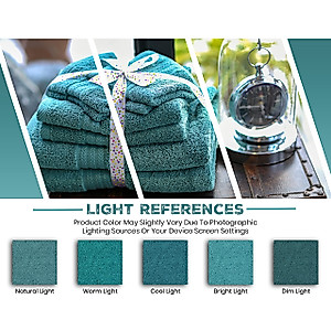 AKTI Premium 8 Piece Bathroom Towel Set, 2 Bath Towel 2 Hand Towel 4 Wash Cloth Bathroom Set, 100% Cotton Bathroom Towels with 580 GSM, Extra Absorbent & Quick Drying Towels for Bathroom