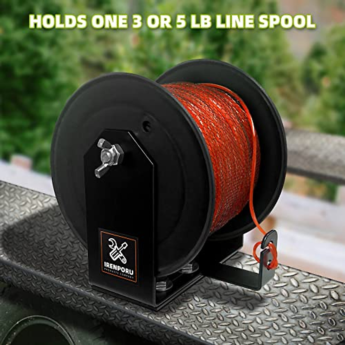 IRENPORU Adjustable Width (4.65"-9.54") Weed Wacker Trimmer Line Holder,Line Spool Rack,Supports 3 & 5 Pound Spools,with Mounting Hardware,for Landscape Trailer Organization Accessories
