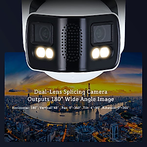 EmpireTech Security Camera Outdoor 4K Full-Color 2×4MP Dual-Lens 1/1.8" CMOS Smart Splicing IP POE Camera Outputs 180° Wide Angle, Two-Way Talk IPC-Color4K-T180 (White)