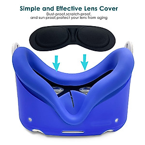 JYMEGOVR for Oculus Quest 2 Silicone Cover, Protective Cover Accessories for Meta VR, Multi Colors Soft Shell Skin, Controller Grips & Face Cover Set (Blue)