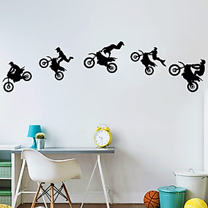 Dirt Bike Stickers Motocross Stickers Motorcycle Wall Decal Sports Wall Stickers for Living Room Bedroom Boys Room Decoration