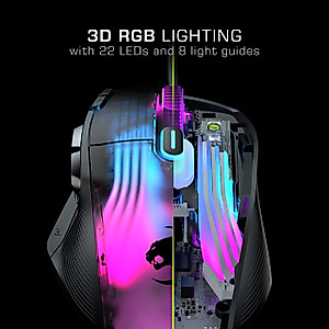 ROCCAT Kone XP PC Gaming Mouse with 3D AIMO RGB Lighting, 19K DPI Optical Sensor, 4D Krystal Scroll Wheel, Multi-Button Design, Wired Computer Mouse – Black