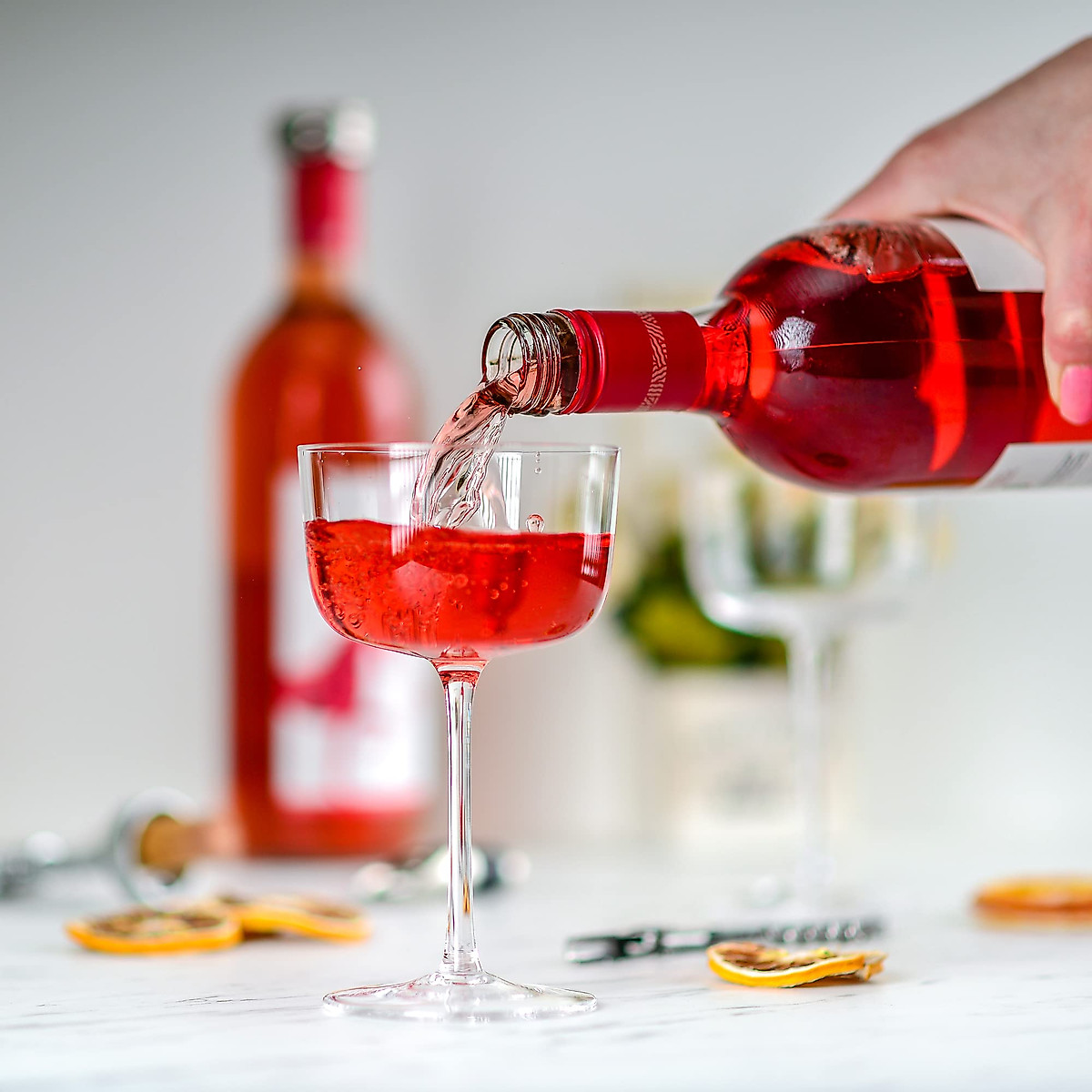 Greenline Goods Coupe Wine Glasses - 6.8 oz Modern Kitchen Glassware Set - Stemmed Tall Coupe Drinkware For Weddings Or Modern Bar