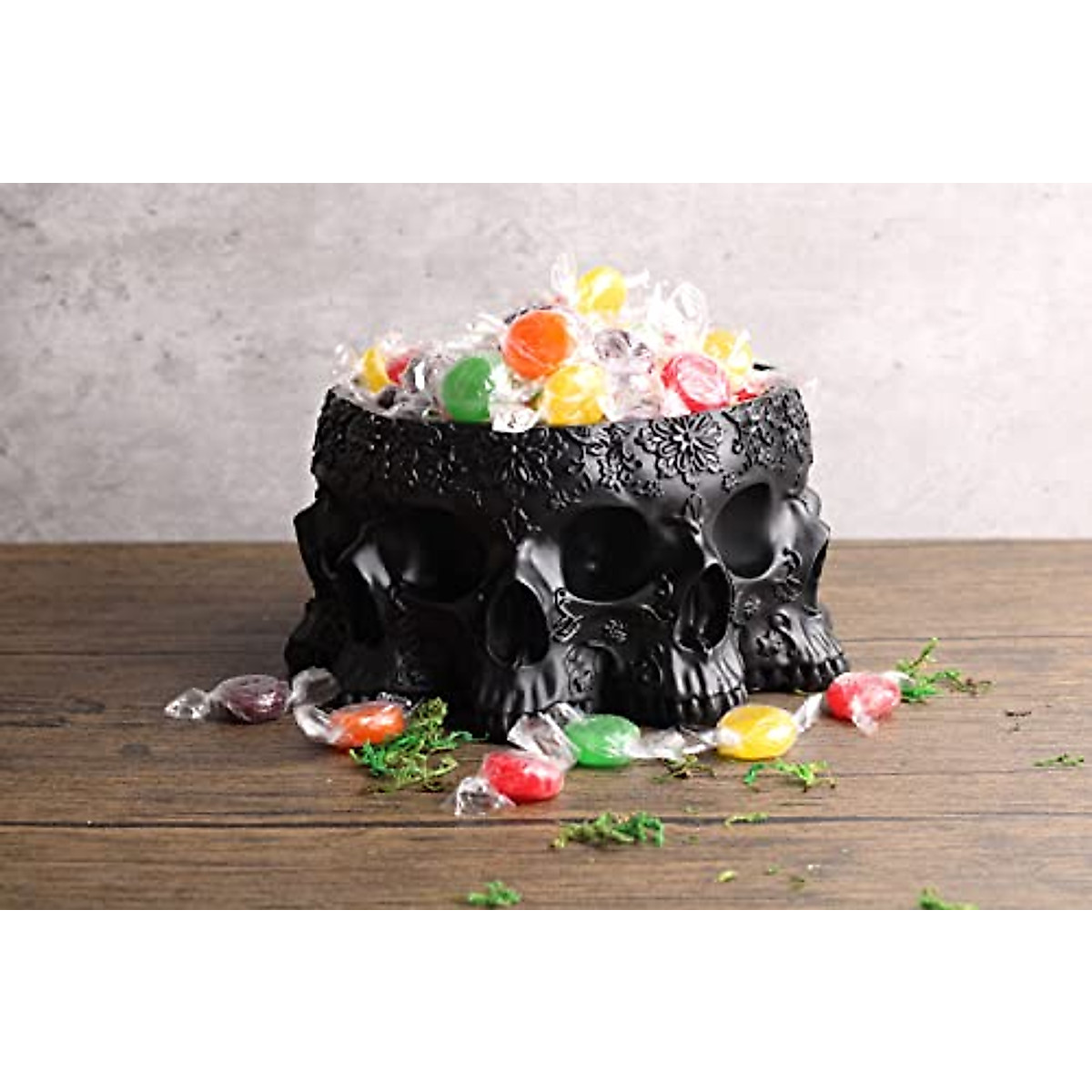 Skull Multiple Faces Plant Planter Pot, Decorations Sugar Candy Bowl, Polyresin Skull Planter Succulents Pots, Flower Pot Home Gardening Garden Goth Decor 4" H (Black)