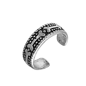 CloseoutWarehouse Sterling Silver Oxidized Dog Bone Design Toe Ring