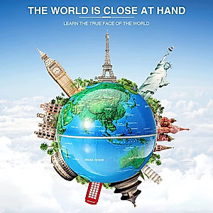 Magnetic Levitating Globe, Floating Globes with LED light, Anti Gravity World Map with C Shape Base, Desk Gadget Decor in Office/Home, Educational/Birthday Gifts for Kids