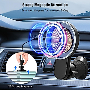 Car Mount for MagSafe,Magnetic Phone Car Mount 20 N52 Strong Magnets,Car Phone Holder with 2 Magnetic Plates,Magnet Phone Holder for iPhone14 13 12 Pro Max Plus,Phone Holder Car Accessories