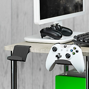 BRAINWAVZ 4 Pack - Game Controller Desktop Stand Holder for Xbox ONE 360 Switch PS4 STEAM PC Nintendo, Universal Gamepad Accessories - No Screws, Stick on, Black