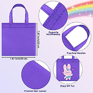 Aneco 30 Pieces 8 by 8 Inches Non-Woven Bags Birthday Party Bags Easter Egg Hunt Bags Rainbow Colors Gift Bag with Handles for Party Favor, 6 Colors