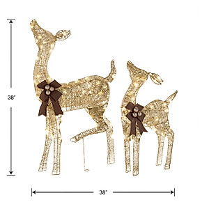 National Tree 28 Inches x 38 Inches Doe and Fawn Pine