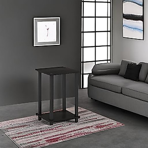 Furinno Simplistic 1-Tier End Side Night Stand/Bedside Table with Plastic Poles, Espresso/Black