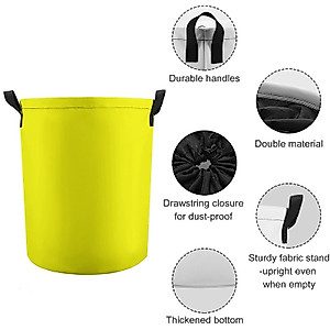 Large Laundry Hamper, Bag, Bright Yellow Solid Plain Collapsible Laundry Basket Dirty Clothes Washing Bin for College Dorm, Family Essentials