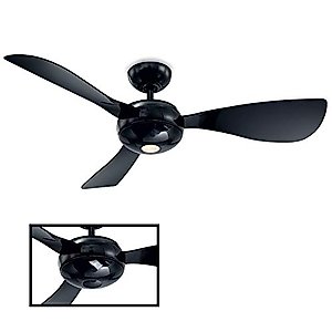 Stargazer Indoor/Outdoor 3-Blade Smart Ceiling Fan 52in Gloss Black with 3000K LED Light Kit and Wall Control works with iOS/Android, Alexa, Google Assistant, Samsung SmartThings, and Ecobee