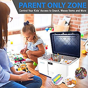 SereneLife Locking Storage Container Bin - 21 Gallon Large Capacity - Stackable Storage Tote Deck Box - Tough Durable Plastic Household Organizer with Lid, and Security Combination Lock