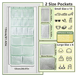 KANCNT 18 Pocket Over the Door Shoes Organizers, Hanging Storage Rack, Closet Hang Holder Rack with 4 Metal Hooks to Organize Shoes Toys Hat Underwear Socks in Entryway,Bathroom,Pantry