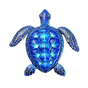 BWWNBY Metal Sea Turtle Wall Sculptures Outdoor Coastal Ocean Art Hanging Decorations for Indoor Outdoor Bathroom Garden(Blue)