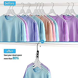 Essentials for College Students Girls Closet Organizers and Storage Dorm Room Metal Closet Organizer for Closet Organizer Clothing Hanger Organizer Hook Design (Black,20 Pieces)