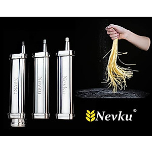 Pasta Maker Attachments Set for all KitchenAid Stand Mixer, including Pasta Sheet Roller, Spaghetti Cutter, Fettuccine Cutter by Nevku